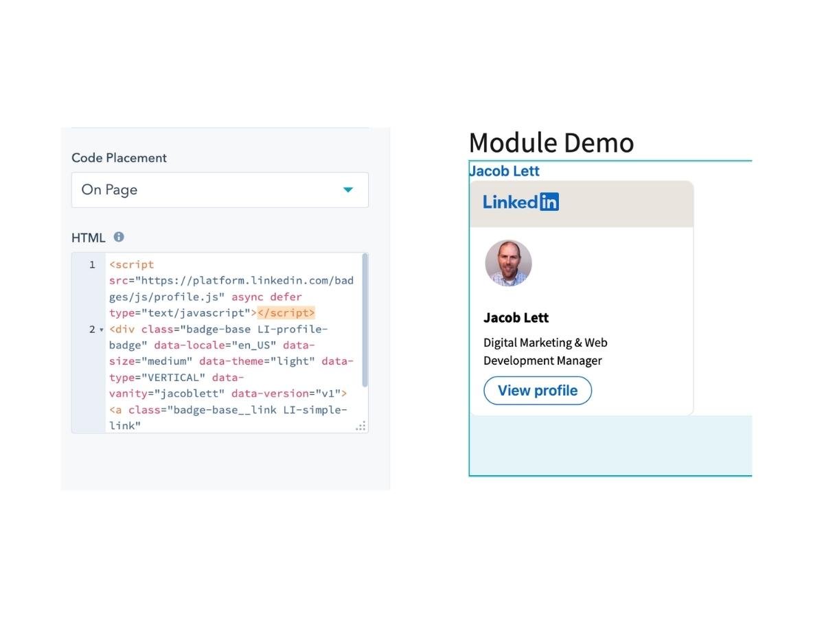 HTML Code Module - Jake Addons for HubSpot CMS