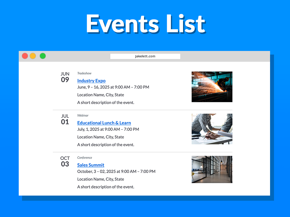 Events List HubSpot Module for HubSpot CMS Hub